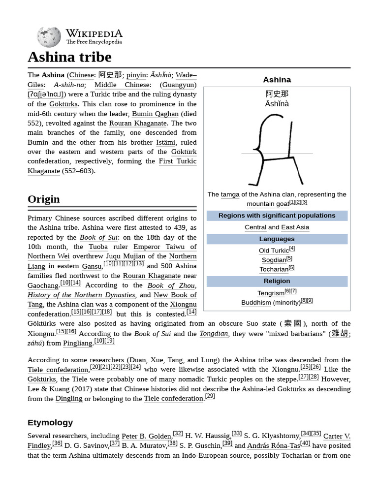 Ashina_tribe | PDF | Nomad | Central Asia
