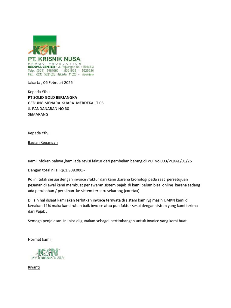 Surat Keterangan Tagihan | PDF