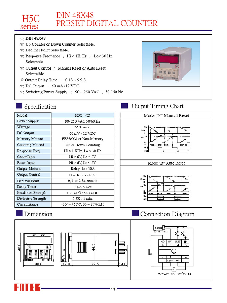 H5C Counter Specifications Overview | PDF
