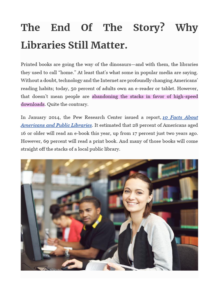 The End of The Story Why Libraries Still Matter | PDF | Libraries ...