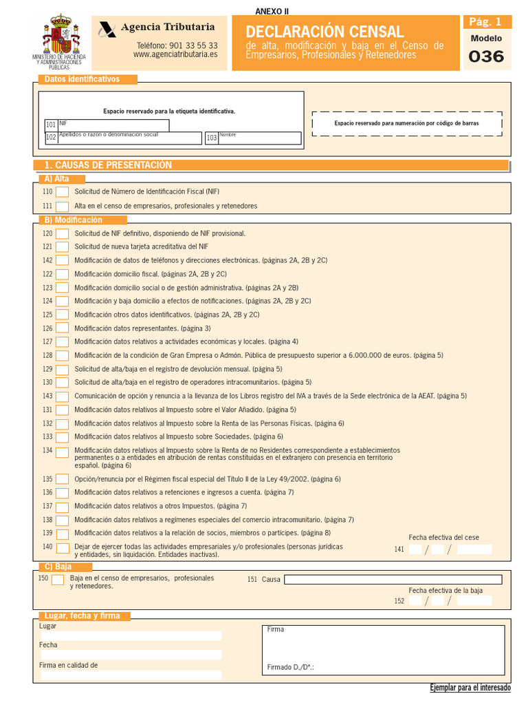 modelo 036 | PDF | Impuestos | Business