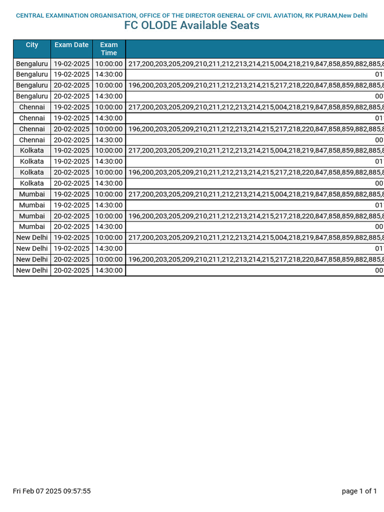 FC OLODE Available Seats | PDF | Civil Aviation | Aviation