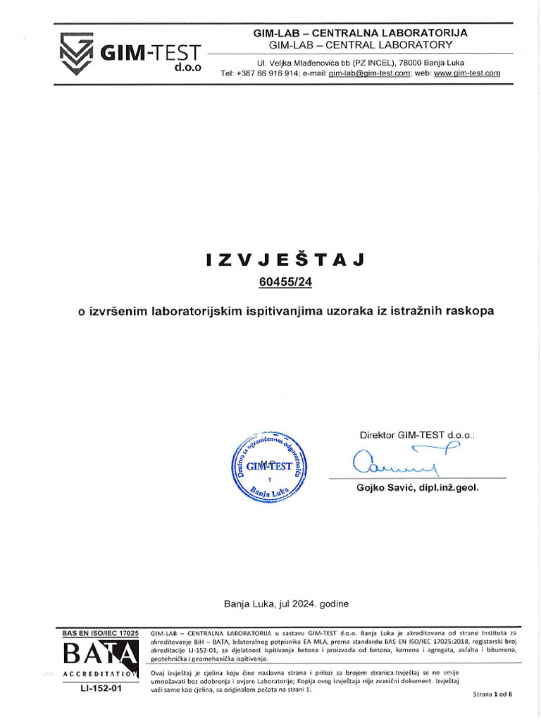 Prilog 6. Rezultati laboratorijskih analiza | PDF