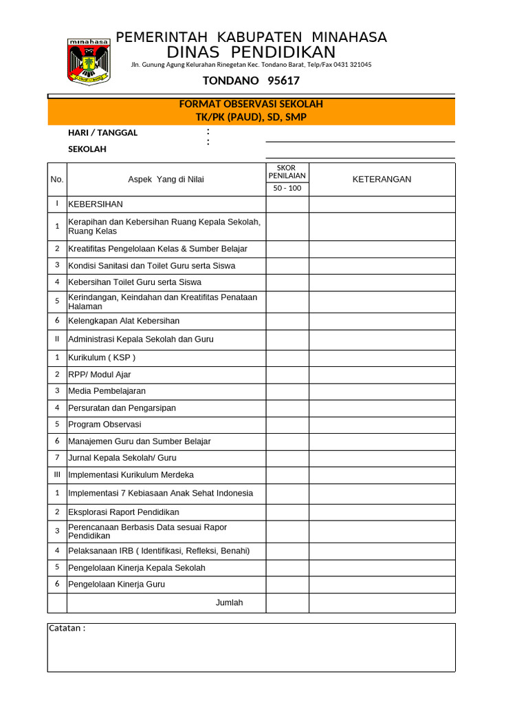 Instrumen Observasi 2025 | PDF