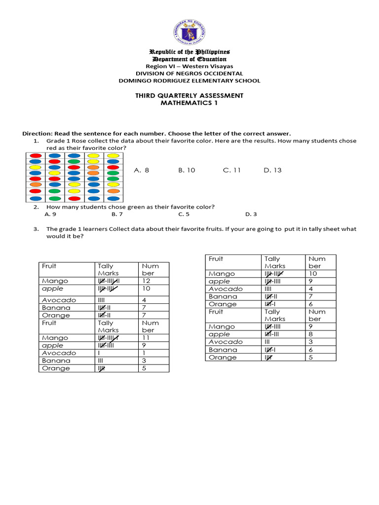 PT Q3 Grade 1 Matatag Math + 1 Tos | PDF | Subtraction