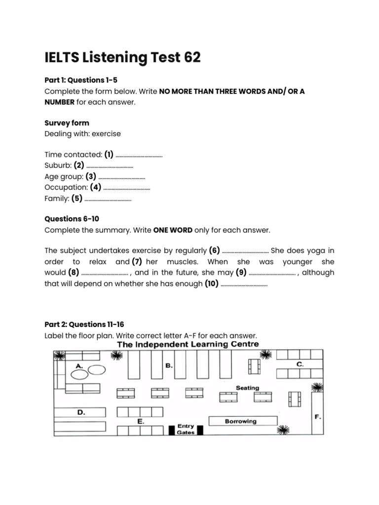 IELTS Listening Test 62 Answers | PDF | International English Language ...