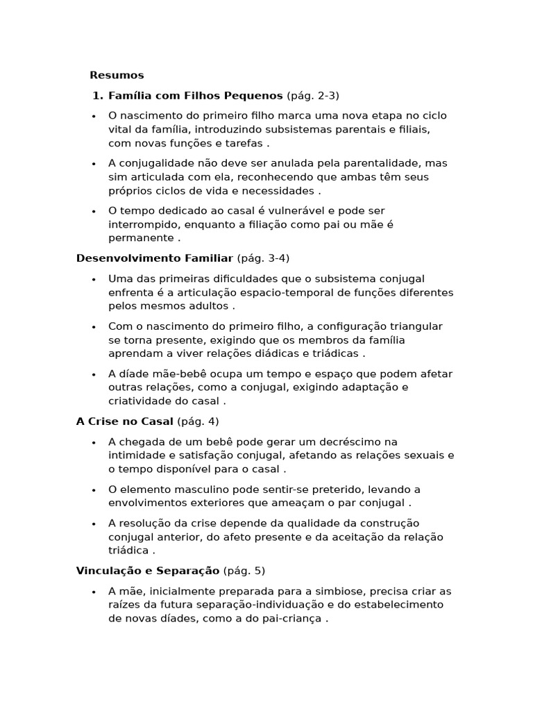 Resumos dos Textos PF | PDF | Família | Ciências comportamentais