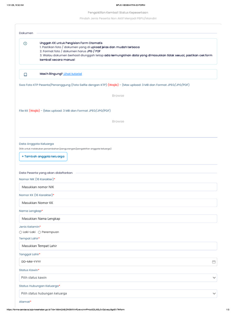 BPJS Kesehatan E-Form | PDF
