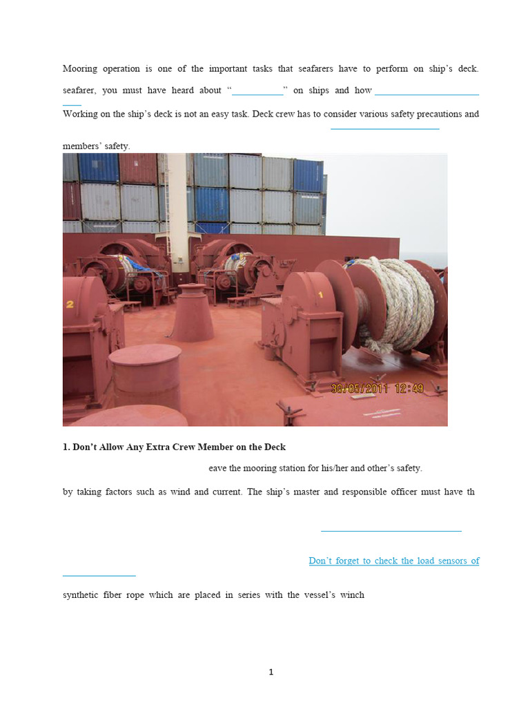 Safe Mooring Operations on Ships | PDF | Ships | Rope
