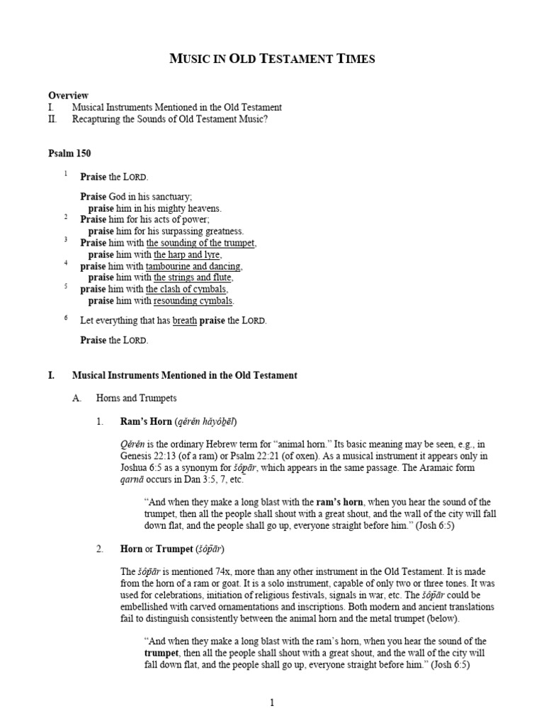 04 Music in Ot Times | PDF | Bible | Musical Instruments