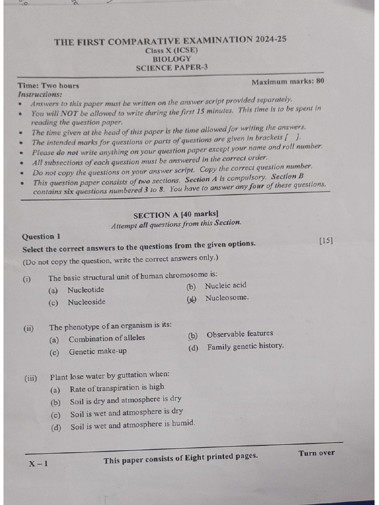 Biology (Comparative Paper) | PDF