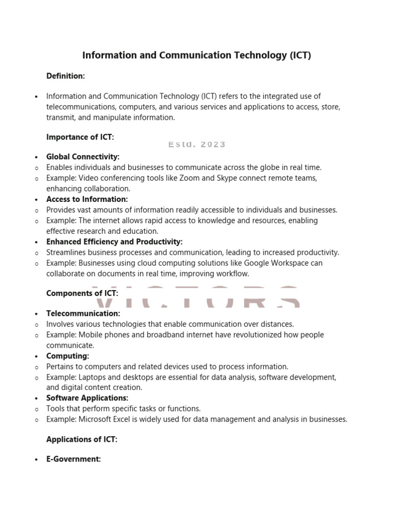 Information and Communication Technology | PDF | Information And ...