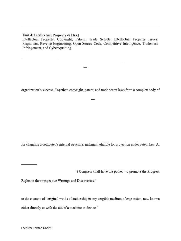 Unit 4 Intellectual Property | PDF | Trade Secret | Patent