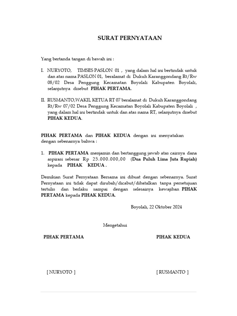 surat perjanjian | PDF