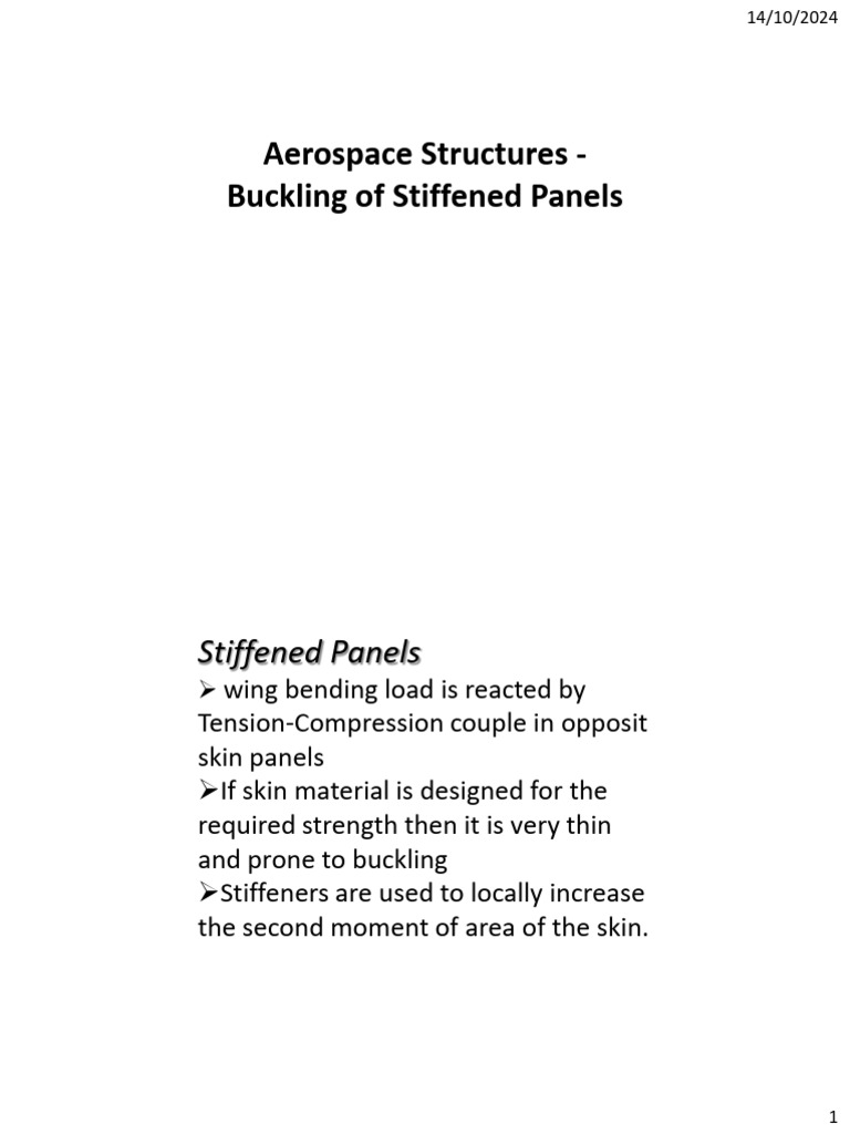 Aerospace Structures - Buckling of Stiffened Panels_m (1) | PDF | Buckling | Solid Mechanics