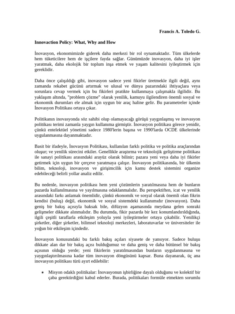 Innovaction Policy | PDF