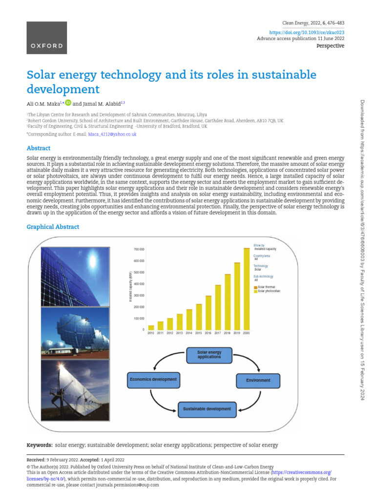 Solar Energy's Role in Sustainability | PDF | Photovoltaics | Renewable ...