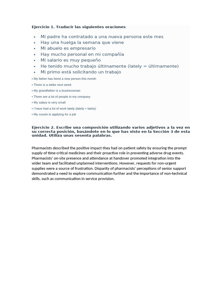 Ejercicios de Traducción y Composición | PDF