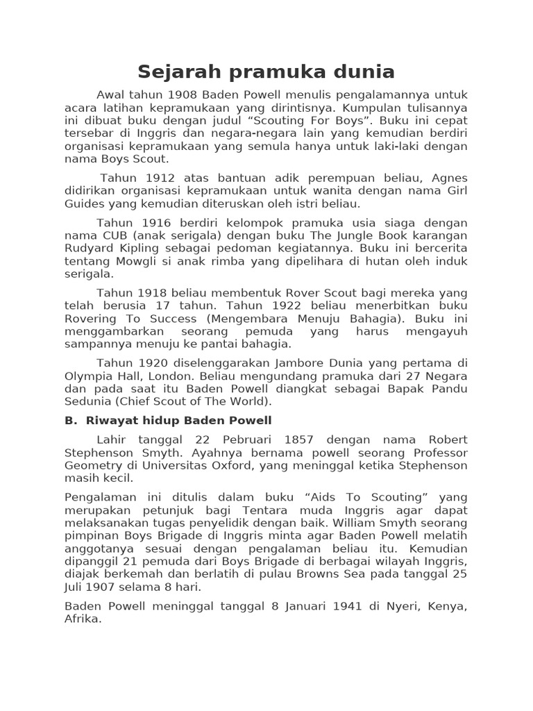 Sejarah Pendiri Pramuka Dunia | PDF