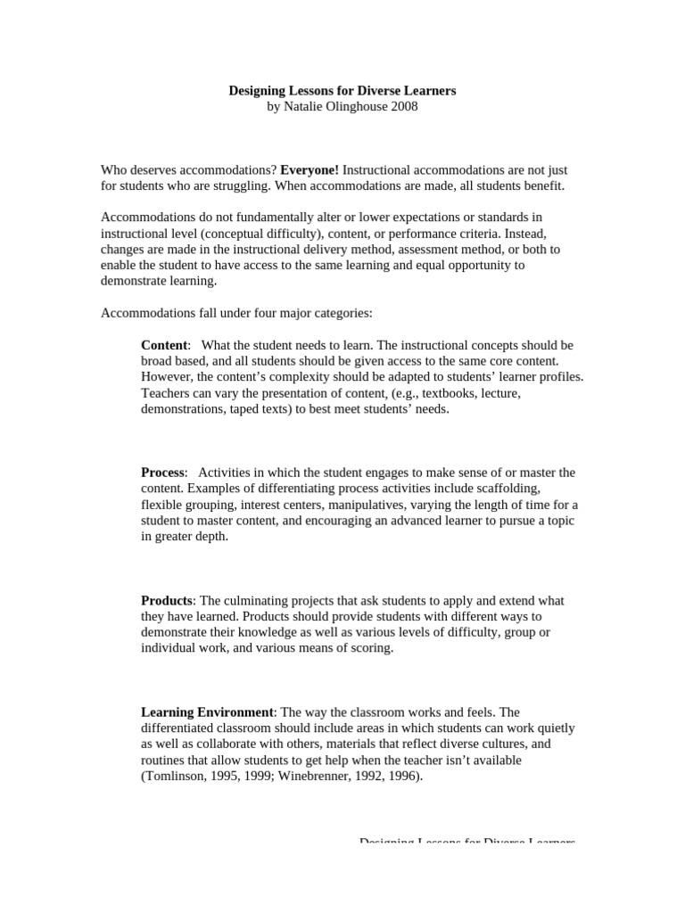 Designing Lessons For Diverse Learners | PDF | Reading Comprehension ...