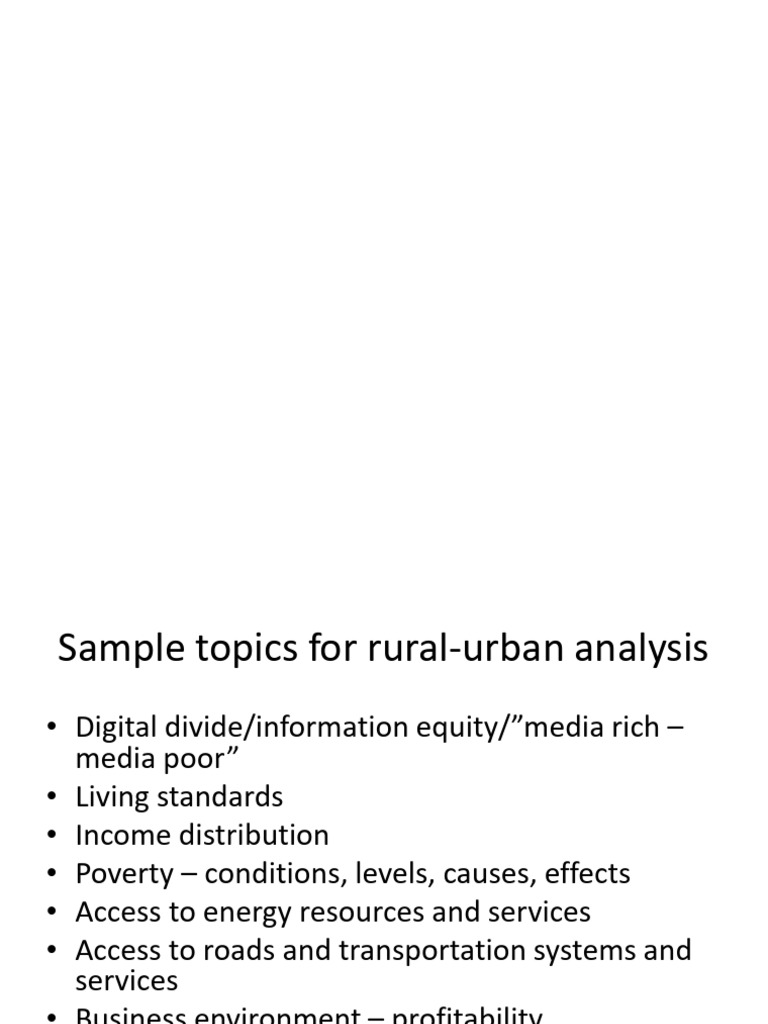 Rural - Urban Analysis | PDF