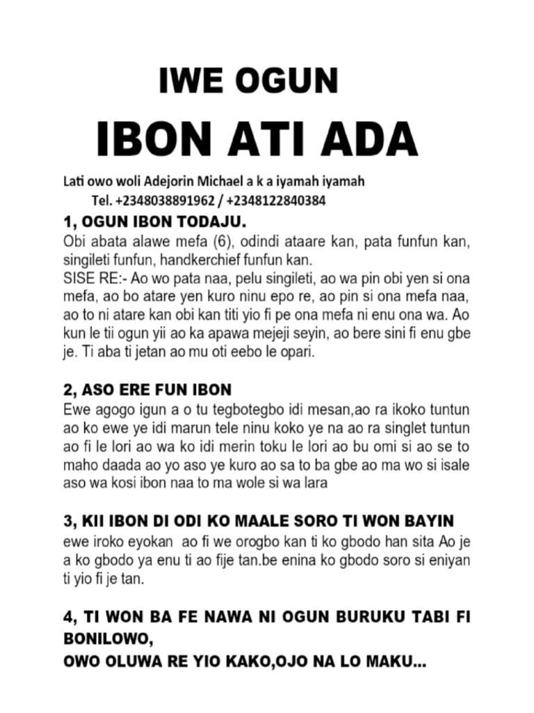 Akoni Odua 3 Ibon Ati Ada | PDF