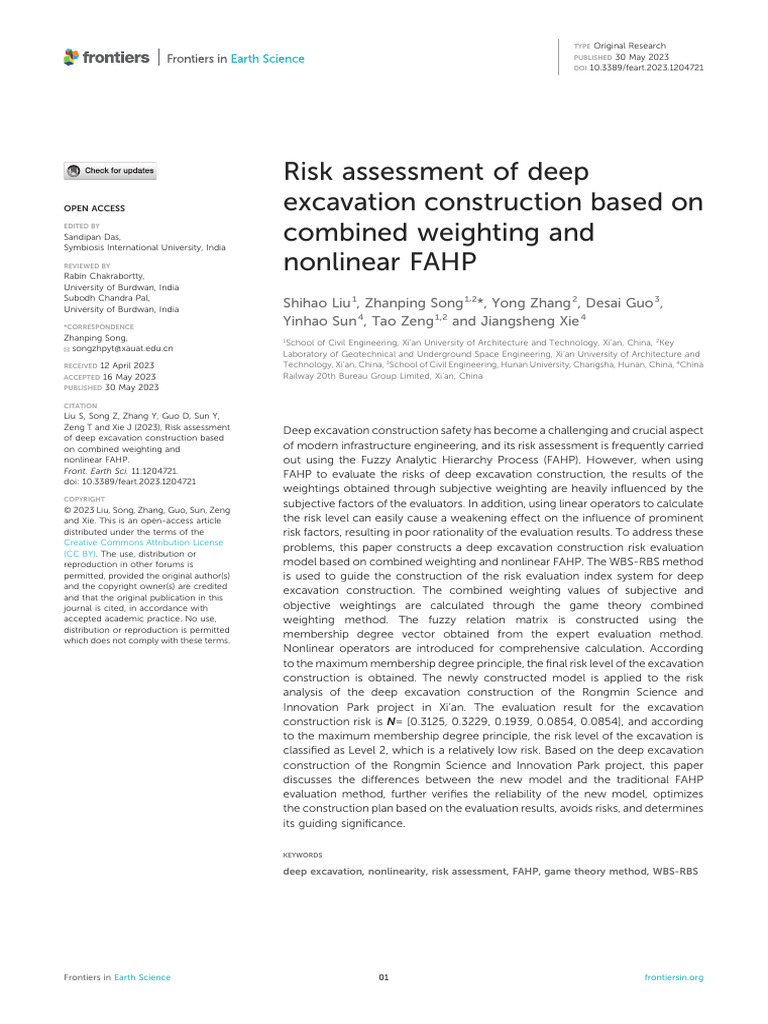 Risk Assessment of Deep Excavation Construction Ba | PDF | Eigenvalues ...