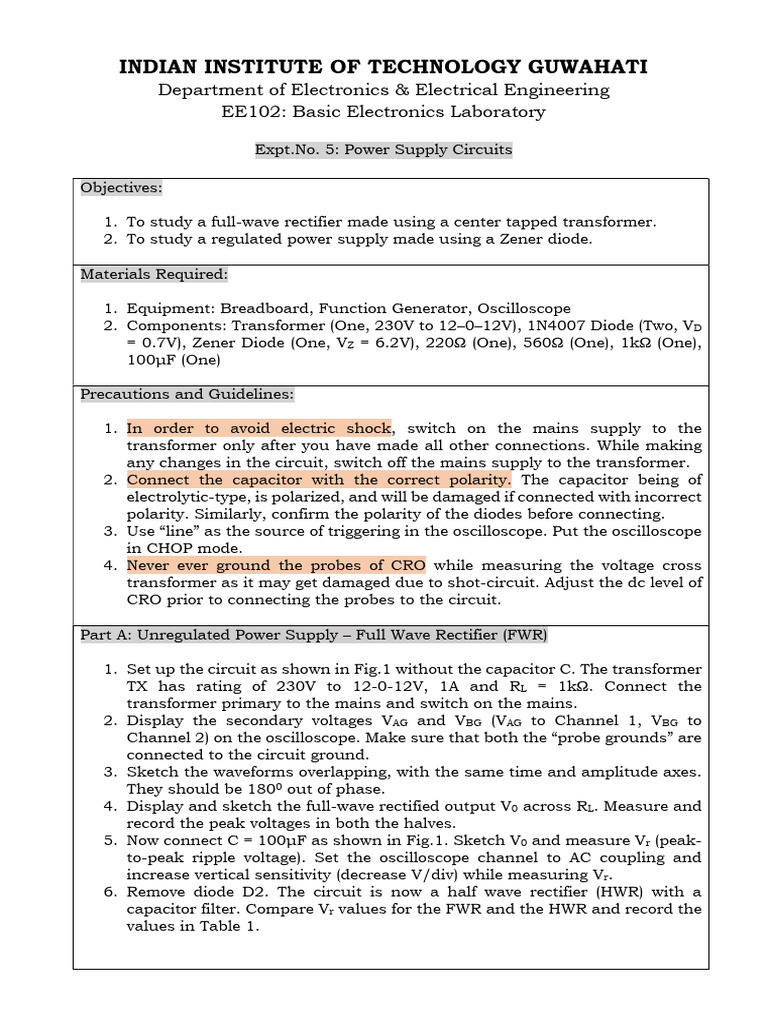 expt_no_5 (1) | PDF | Rectifier | Amplitude