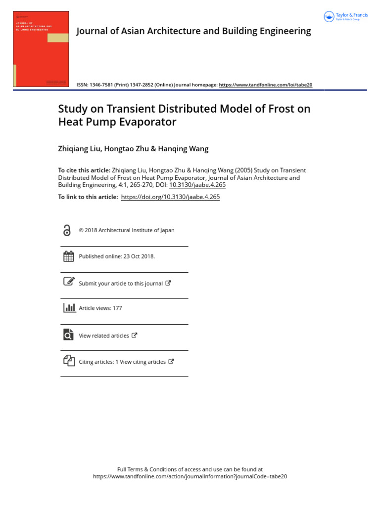 Study On Transient Distributed Model of Frost On Heat Pump Evaporator ...