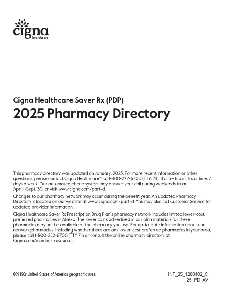 Cigna Saver Rx 2025 Pharmacy Directory | PDF | Pharmacy | Medical ...