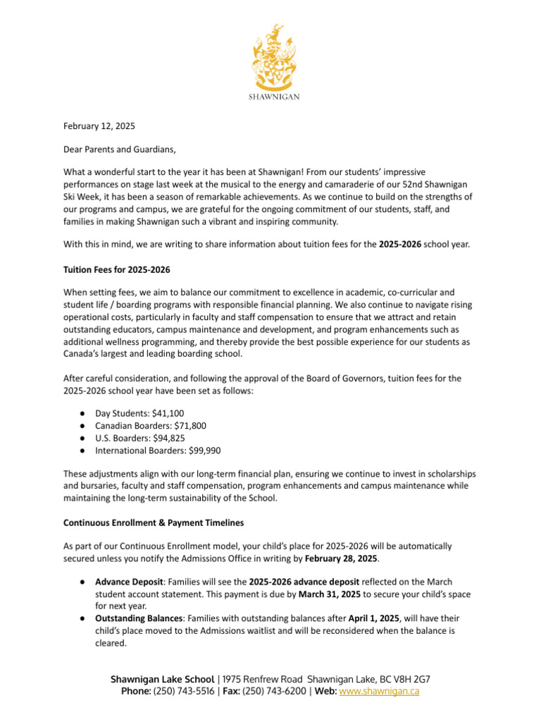 Parent fee letter February 2025 | PDF