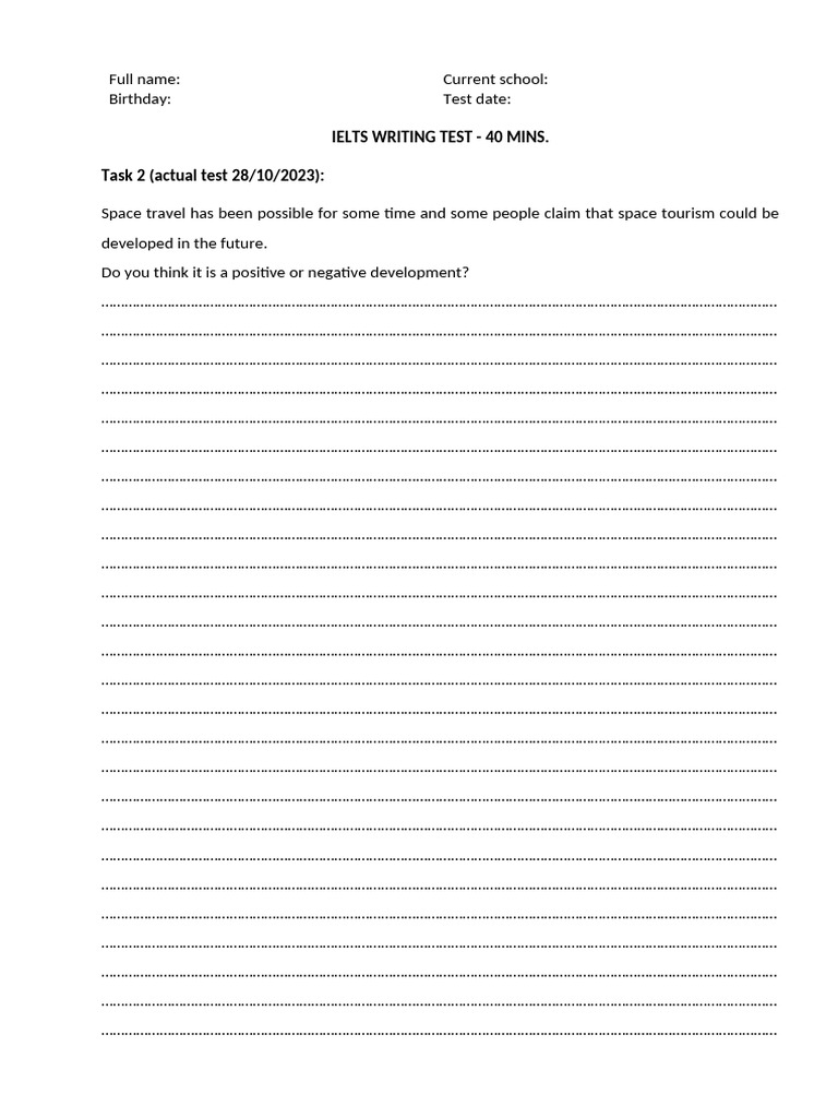 IELTS Writing Mock Test | PDF