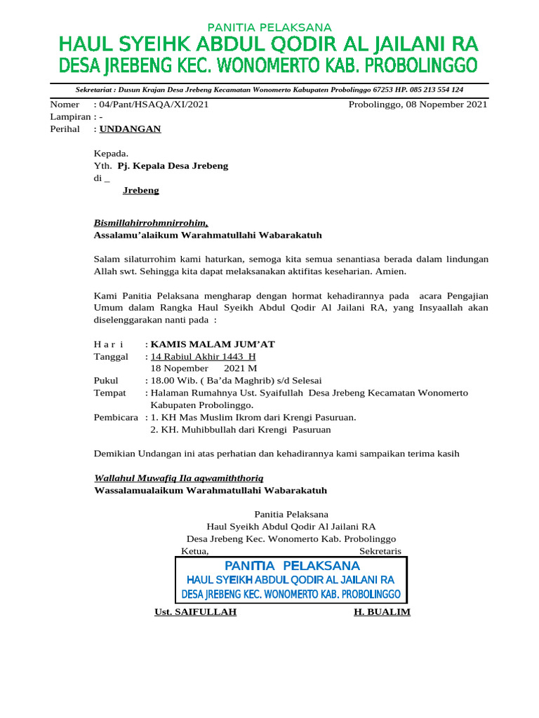 Undangan Tad Sipul 2021 | PDF