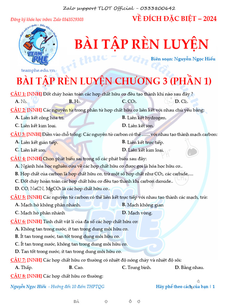 Bai-Tap-Ren-Luyen-Chuong-3-Hoa-11-Phan-1 | PDF