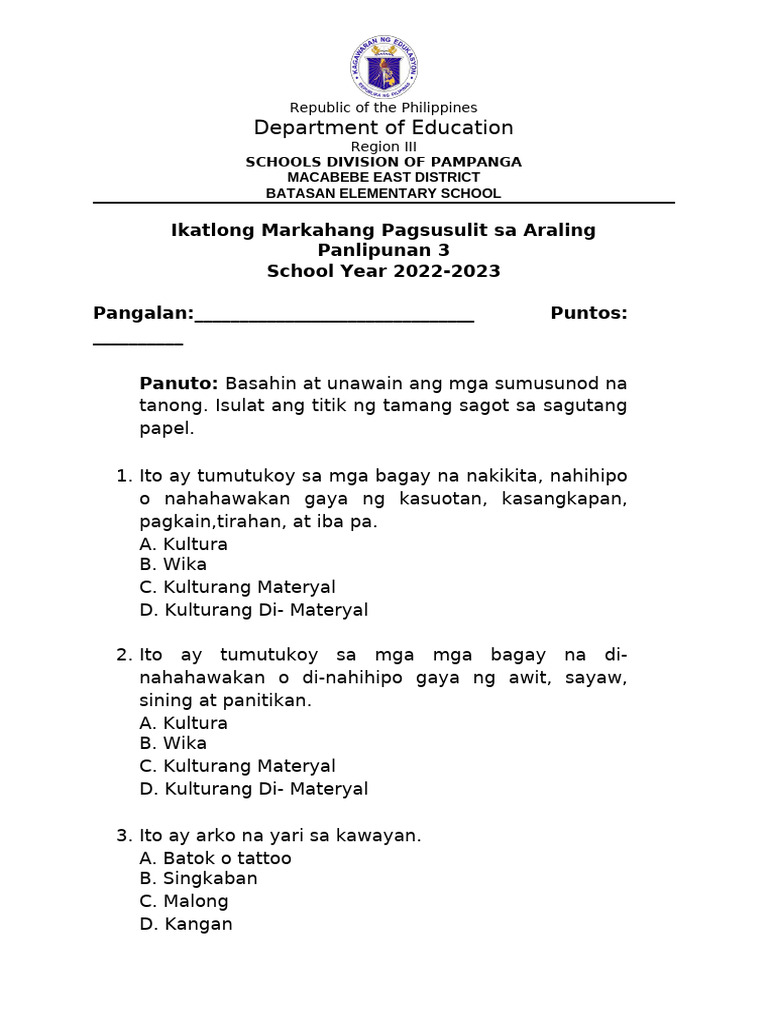 GRADE-3-AP-3RD-PT-2022-2023 | PDF