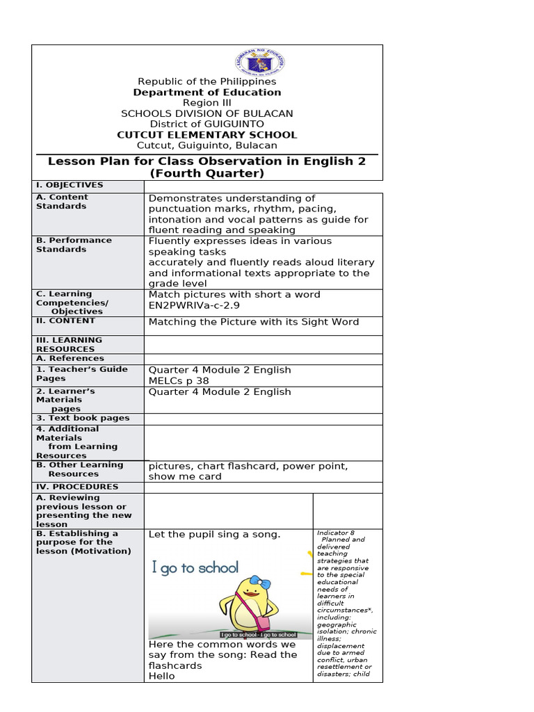 COT-LPedited - English-Quarter-4 Module 2 | PDF | Learning | Behavior ...