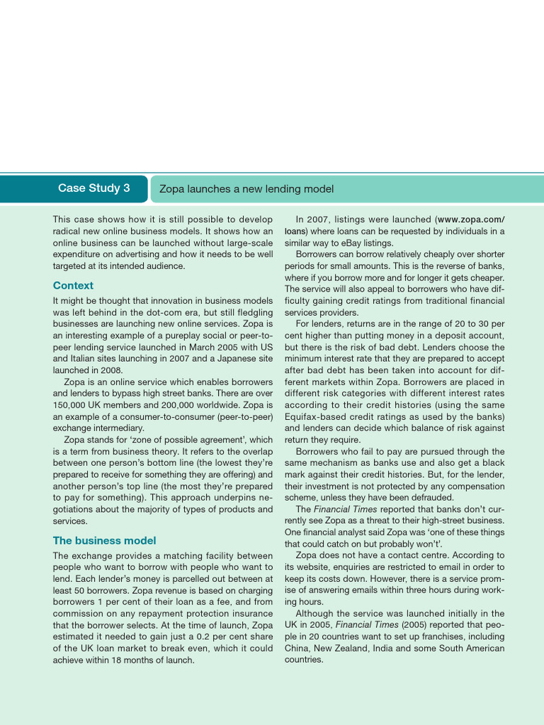 Zopa Launches A New Lending Model | PDF | Loans | Credit