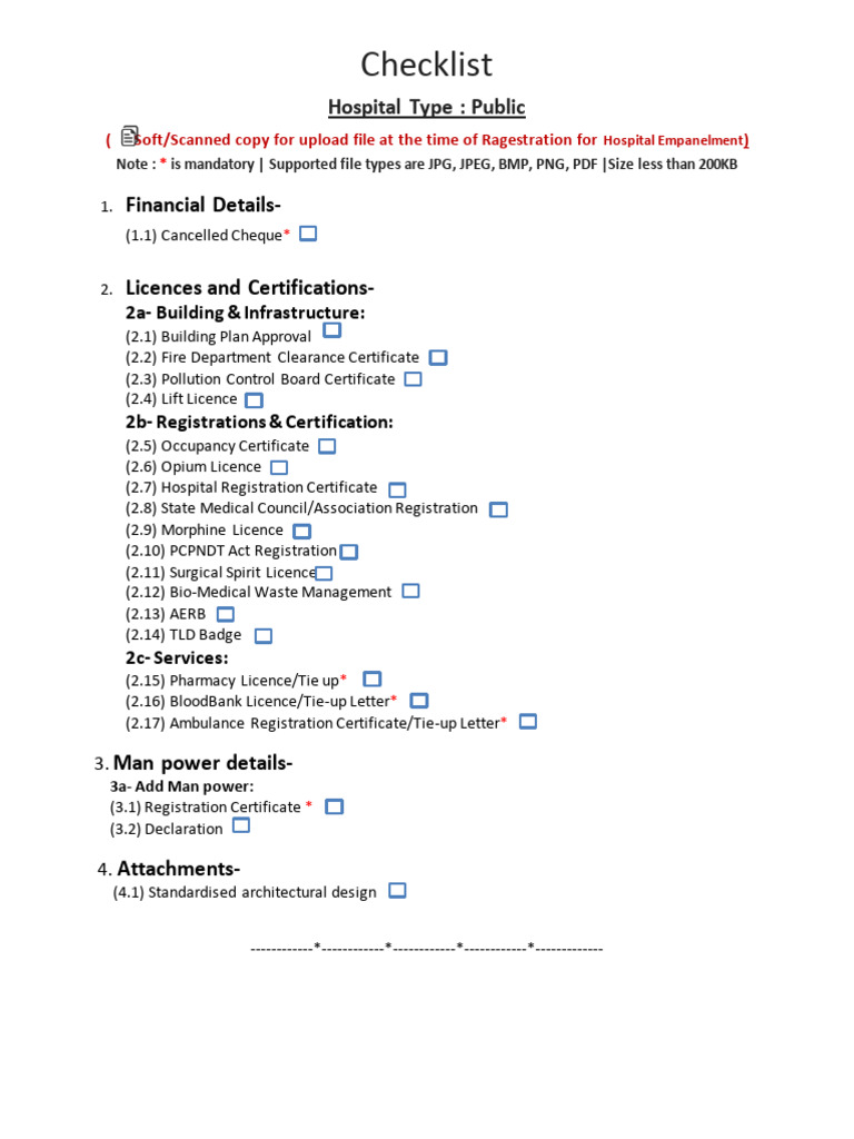 Checklist Public Hospital | PDF