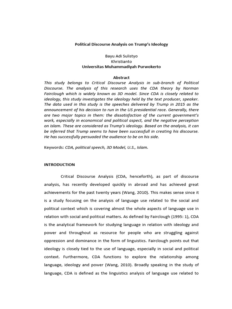 Political Discourse Analysis On Trump's Ideology | PDF | Linguistics ...
