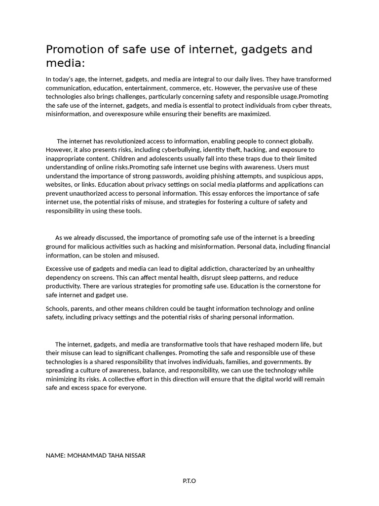Promotion of Safe Use of Internet | PDF | Internet | Privacy