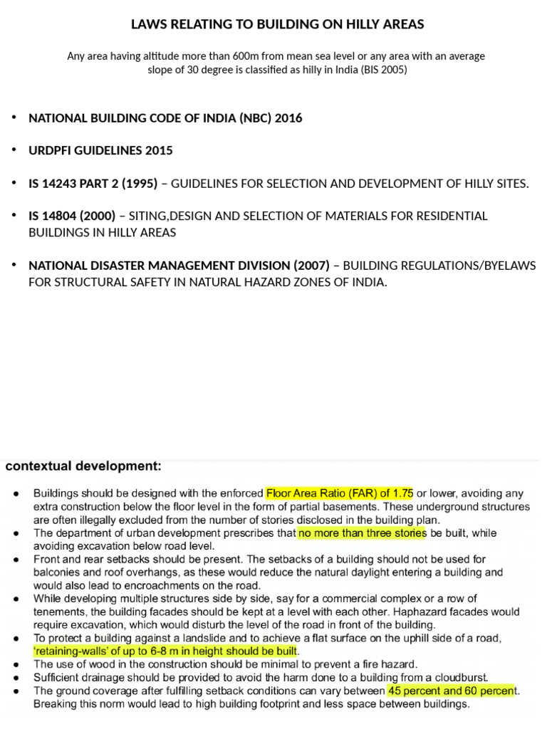 Building Regulations for Hilly Areas | PDF