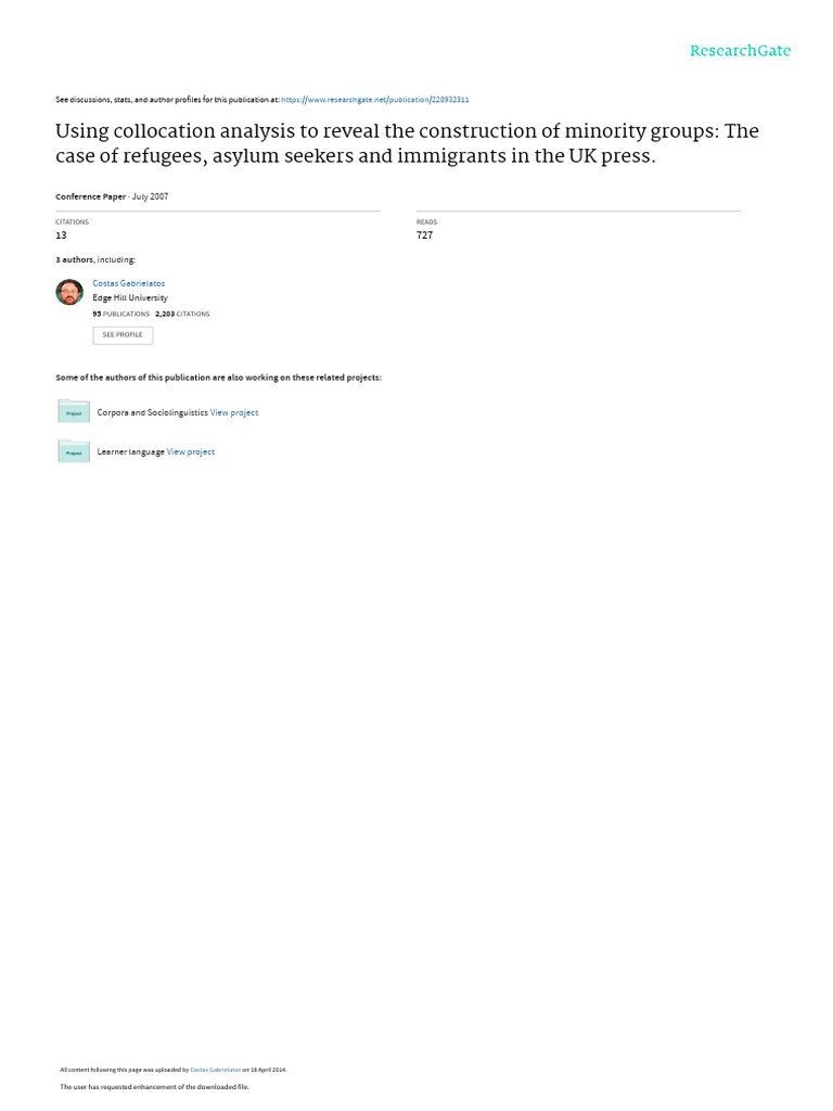 Using Collocation Analysis To Reveal The Construct | PDF | Refugee ...
