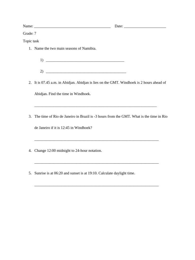 Maths Grade 7 Topic Task Semester 2 2024 | PDF