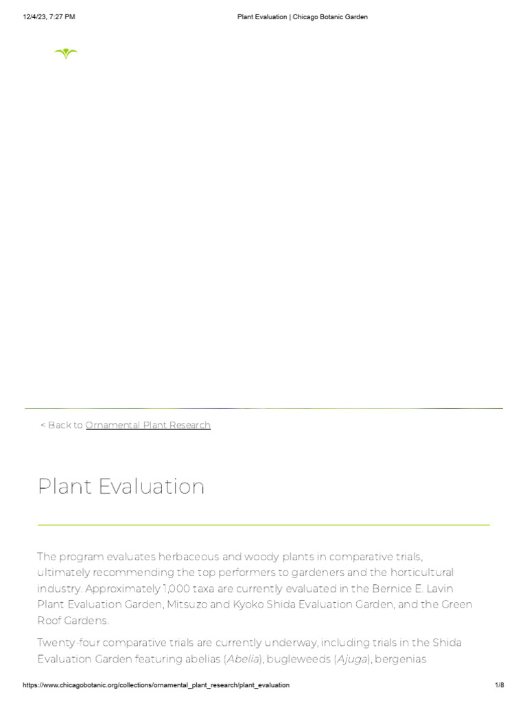 Bernice E. Lavin Plant Evaluation Insights | PDF