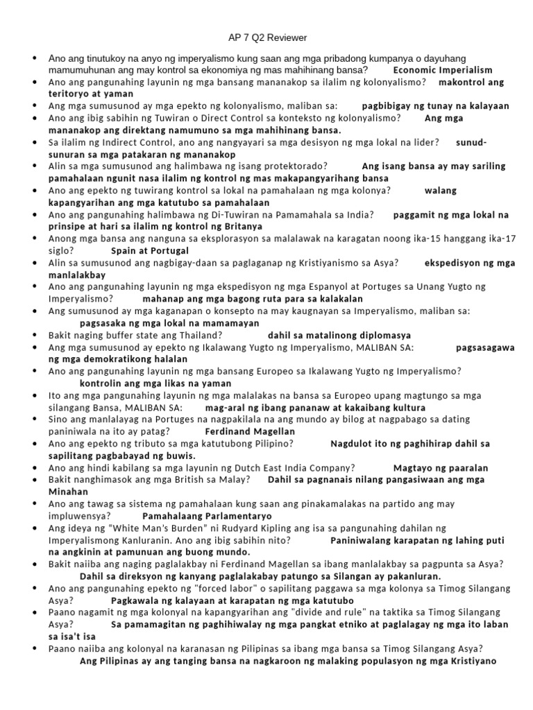 AP 7 Q2 Reviewer | PDF