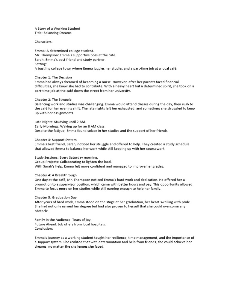 story of a working student | PDF