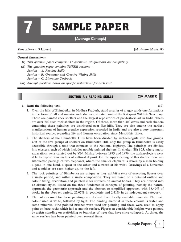 Cbse Cl10 Ead English LLR Average Paper 7 | PDF