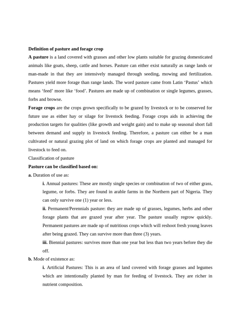 Pasture and Forage Crop Overview | PDF | Hay | Grazing
