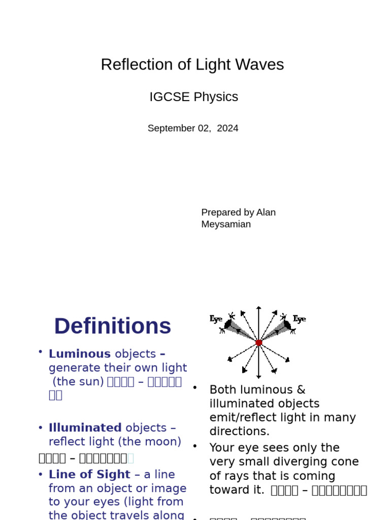 1.reflection SummarySEP02 2024 | PDF | Reflection (Physics) | Mirror