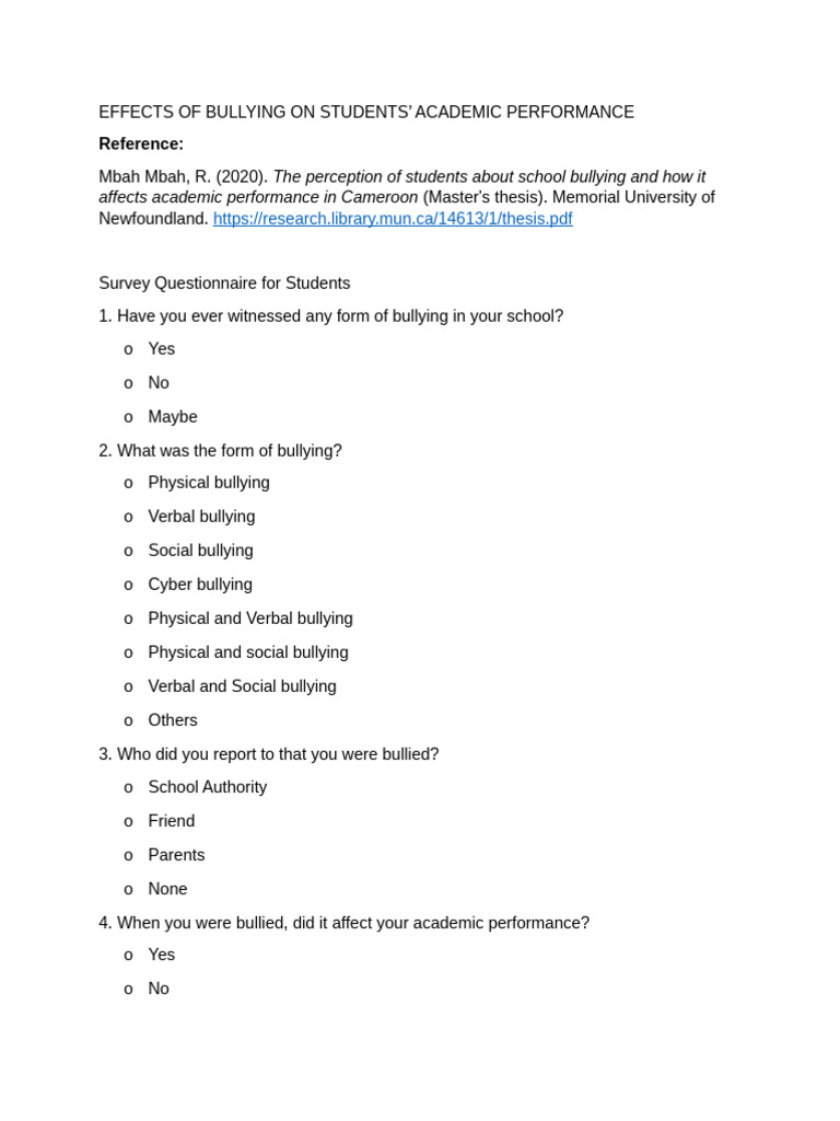 Bullying's Impact on Student Performance | PDF | Bullying | Violence